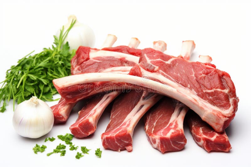 Savory Lamb Ribs Stand Out on a Clean White Background, Enticingly ...