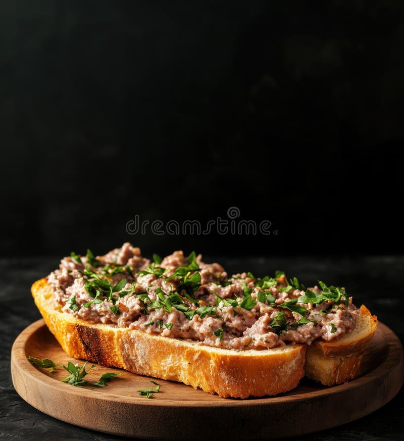 Savory Meat Spread Toasted Bread Garnished Fresh Herbs Stock Photos ...