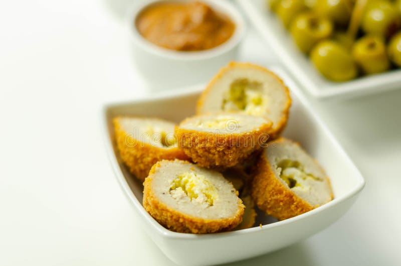 Savory Mini Scotch Eggs in White Ceramic Bowl, Traditional English ...