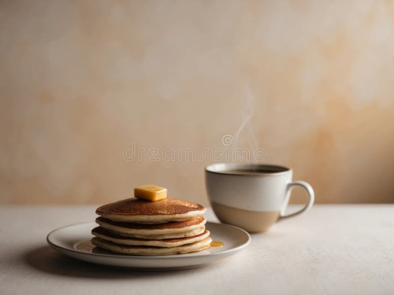Savory Pancake Breakfast with Coffee a Delightful Morning Meal. Stock ...