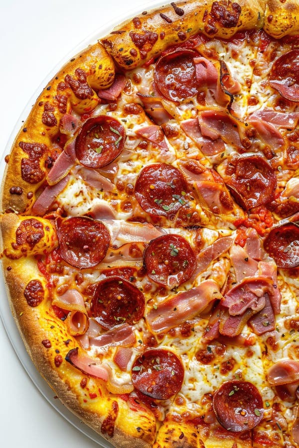 A Savory Pepperoni Pizza Served on a Plate at a Casual Dining Setting ...