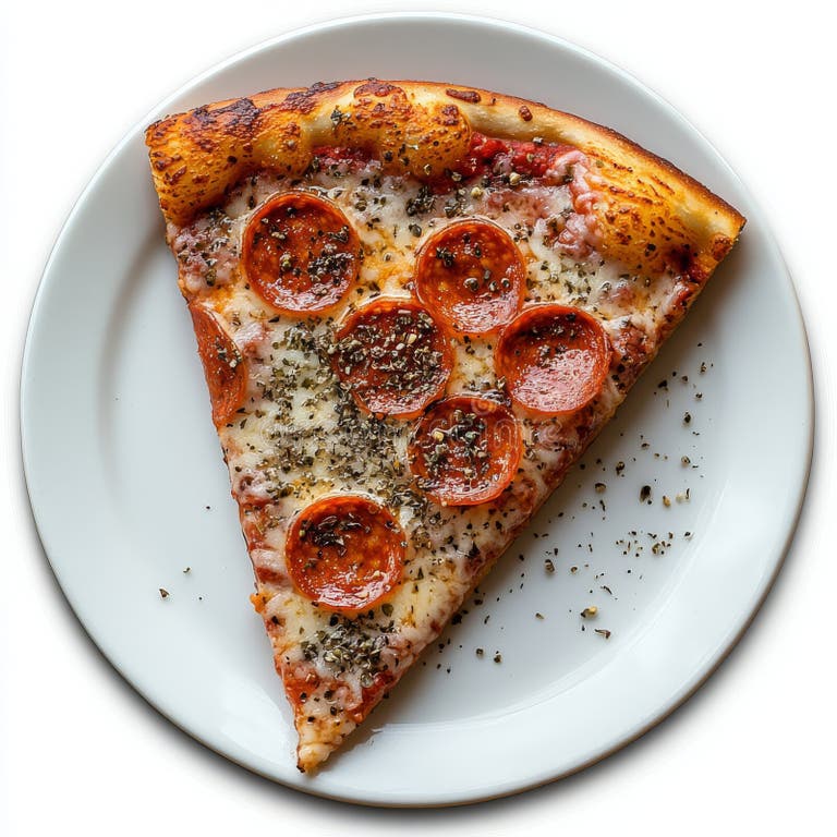 A Savory Piece of Pepperoni Pizza, Displayed on a Transparent Base ...