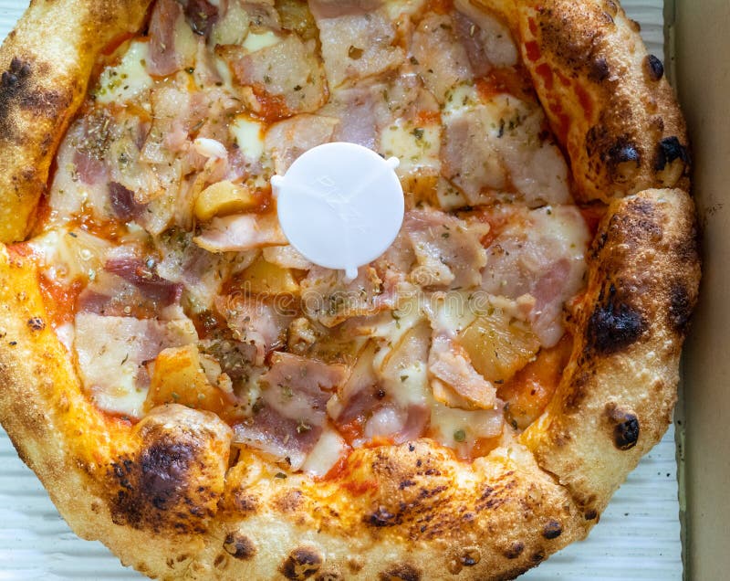 Savory Pizza Delight - Ham, Bacon, and Mozzarella in a Cardboard Box ...