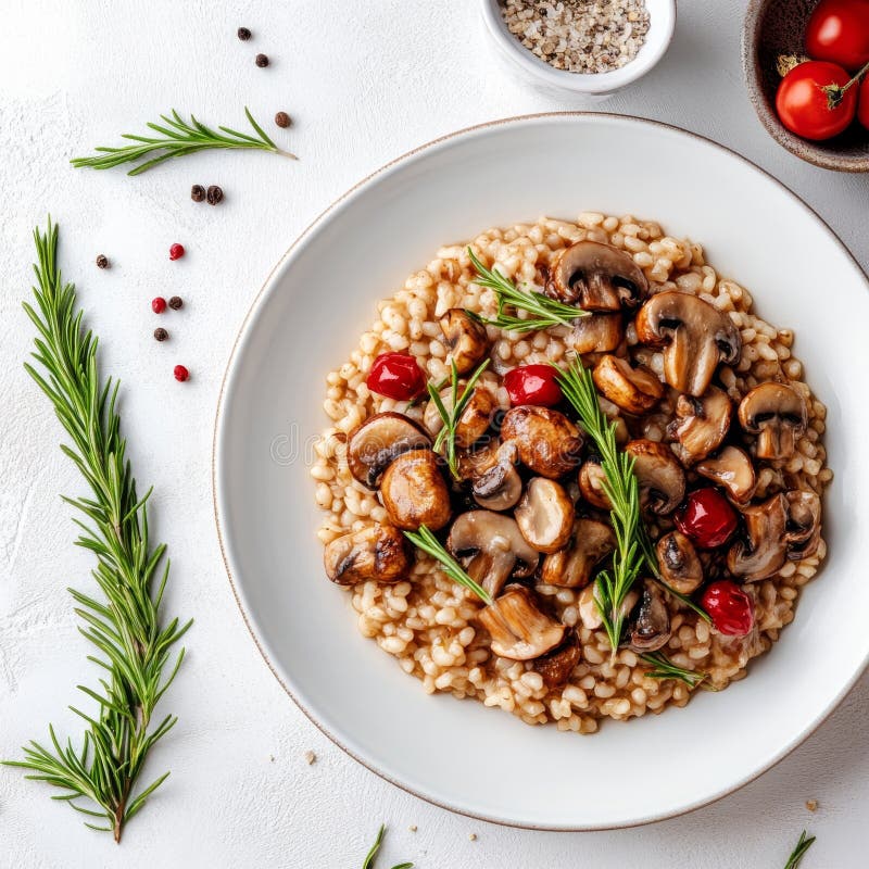 Savory Plate of Mushroom Risotto Set Against a Transparent Background ...