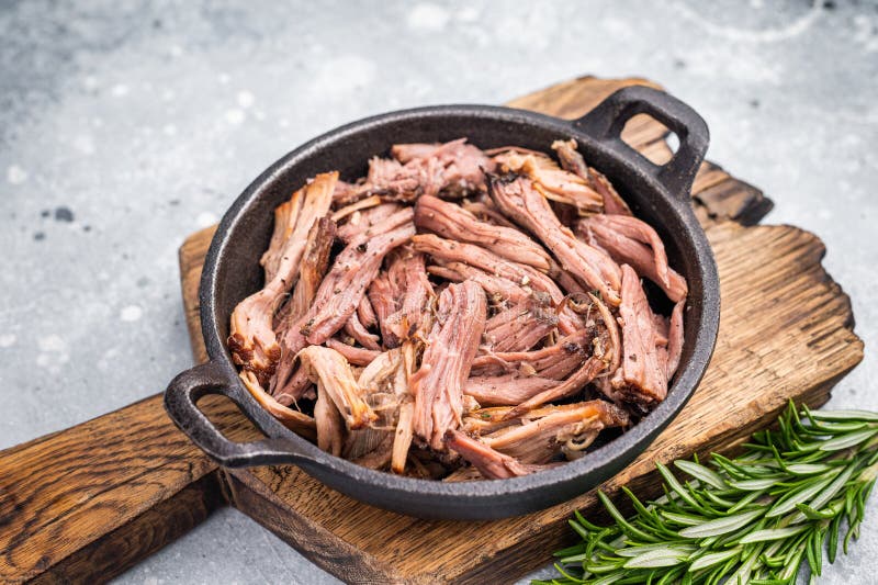 Savory Pulled Beef Brisket Served in a Skillet, Dipping Creating an ...