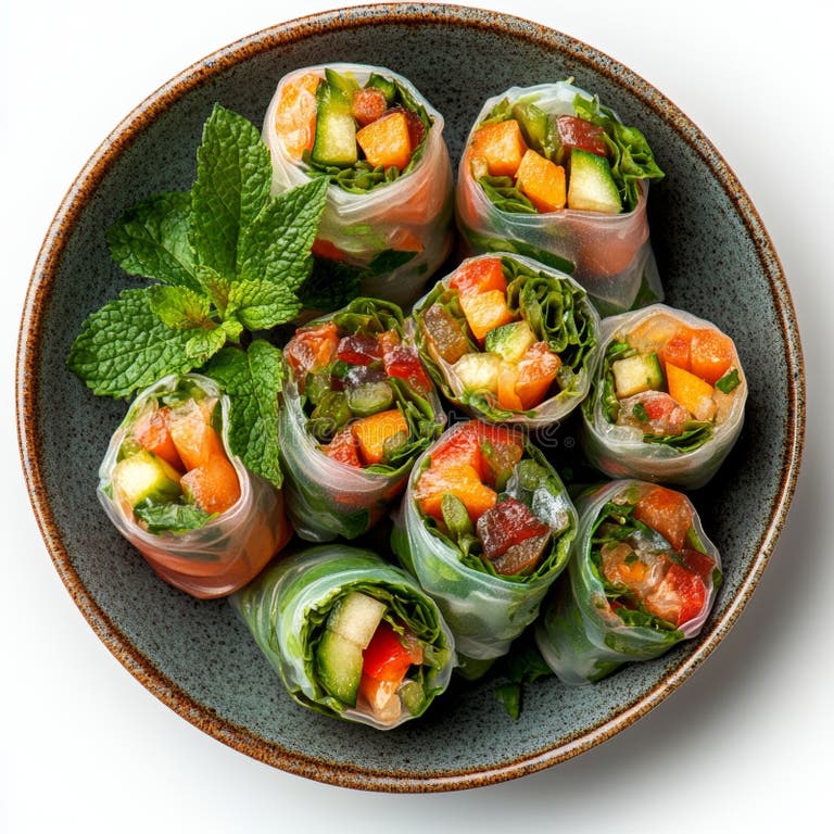 A Savory Serving of Fresh Vietnamese Spring Rolls on an Invisible ...