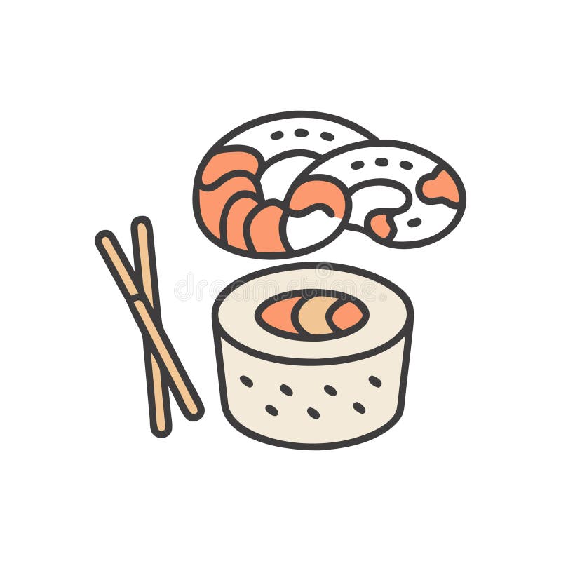 Savory Shrimp Sushi Roll Artwork Stock Vector - Illustration of meat ...