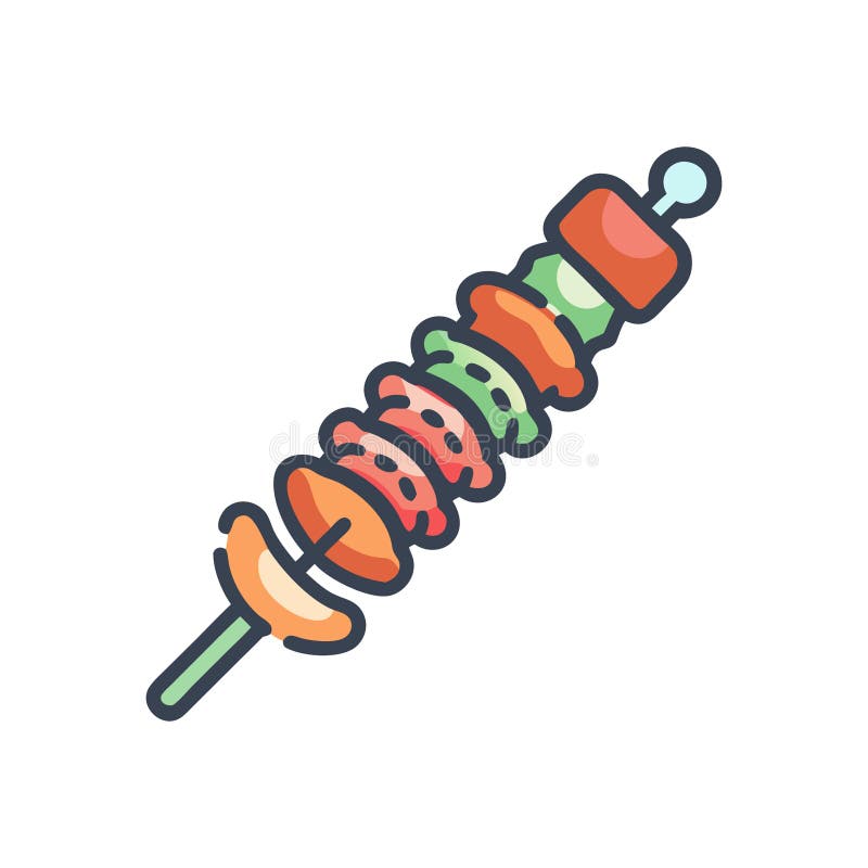Savory Skewer of Kebab stock vector. Illustration of outline - 356295716