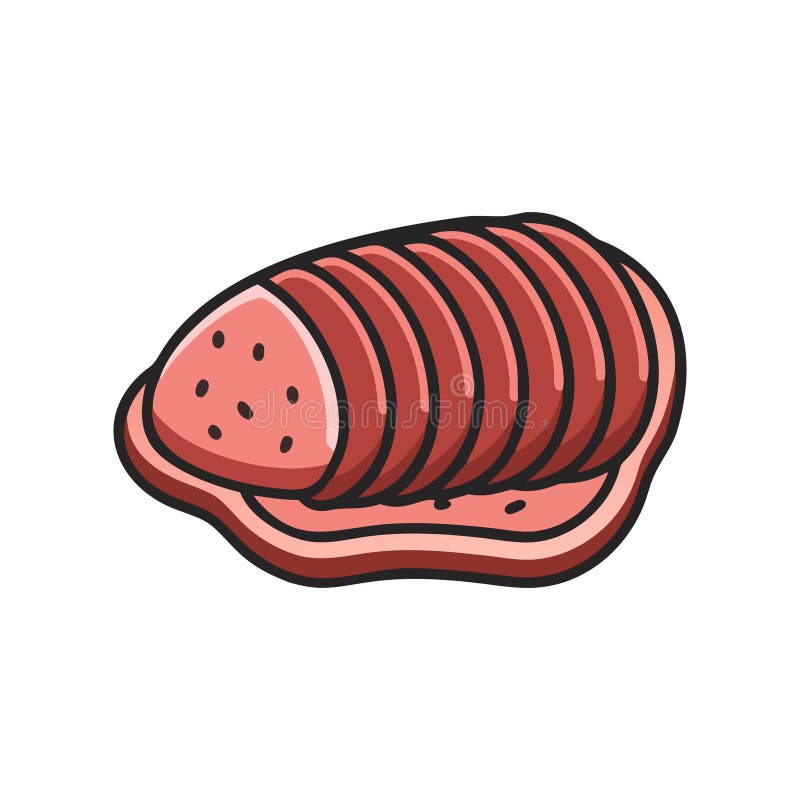 Savory Sliced Roast Beef Illustration Stock Vector - Illustration of ...