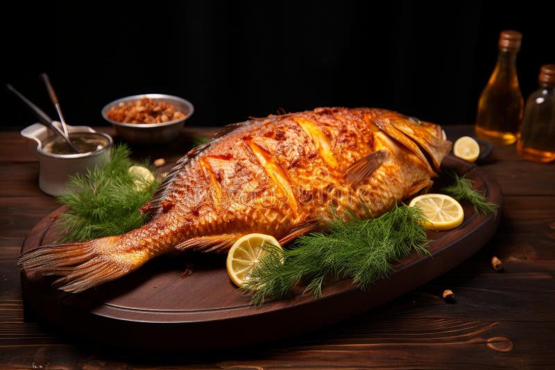 Savory Smoked Fish Grill Fire. Generate Ai Stock Image - Image of ...