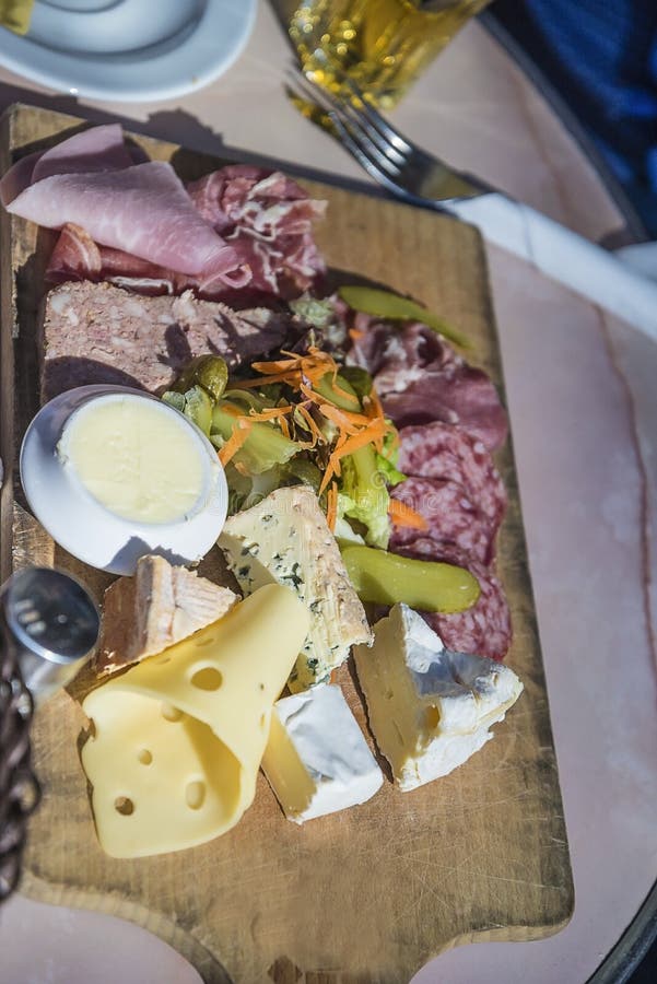 Cutting Board with Various Snacks in the Restaurant Stock Photo - Image ...