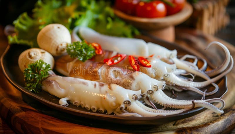 Savory Squid Delight on Your Plate at 7:4 Stock Illustration ...