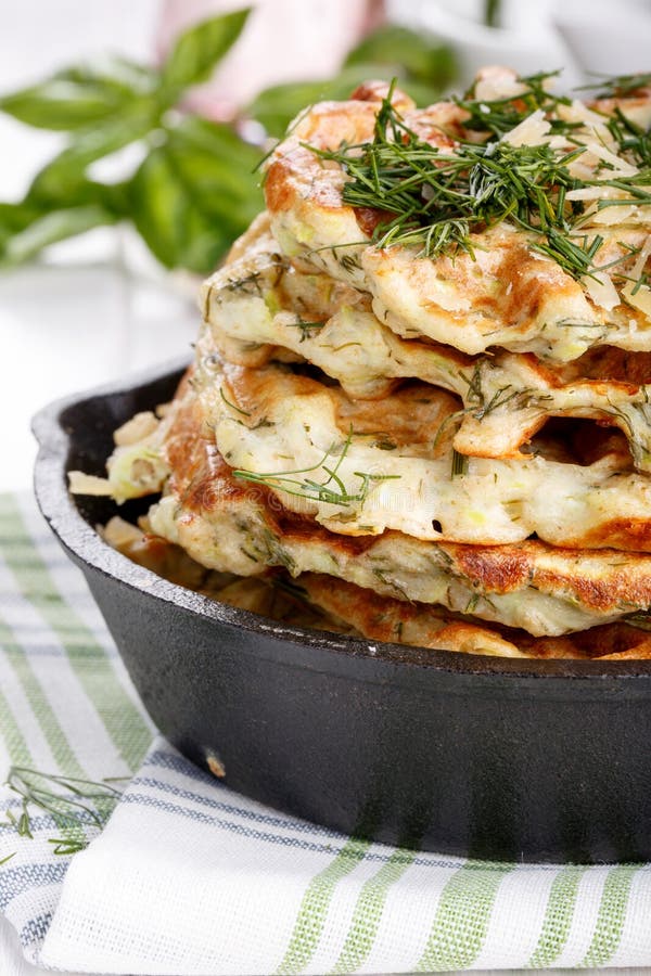 Savory Vegetable Waffles with Cheese and Herbs Stock Photo - Image of ...