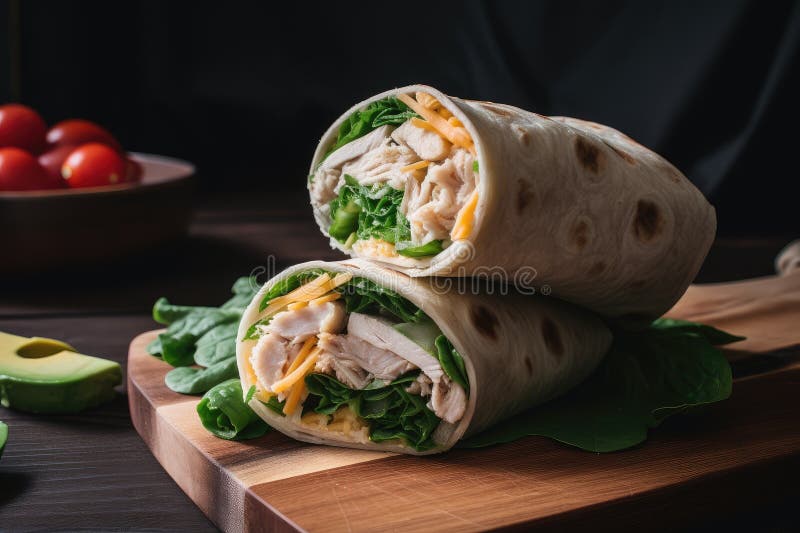Savory Wrap Filled with Turkey, Lettuce, and Cheese Stock Illustration ...