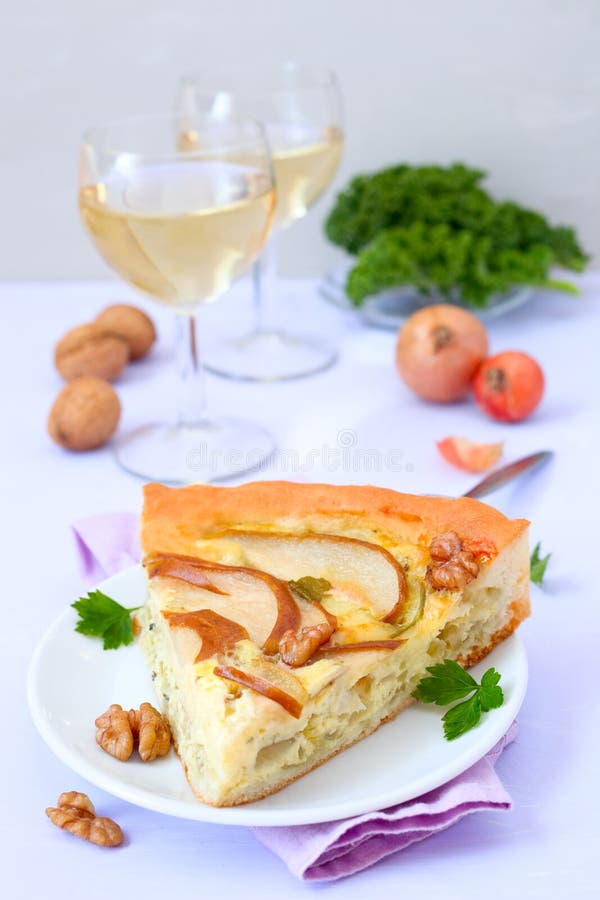 Onion cake stock photo. Image of vegan, piece, wine - 163712732