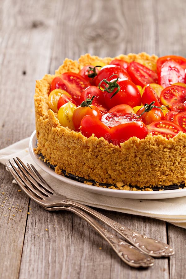 Savoury Cheesecake with Tomatoes Stock Image - Image of vertical, lunch ...