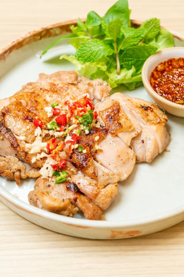 Savoury Grilled Chicken with Chilli and Garlic Stock Photo - Image of ...