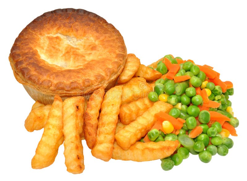 Savoury Meat Pie and Chips Meal Stock Photo - Image of lunch, meal ...