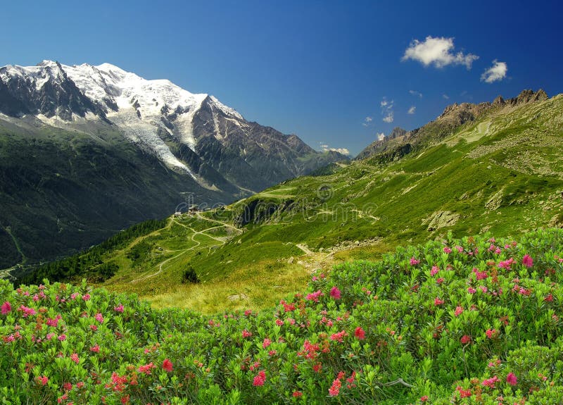 Aiguille du Midi stock image. Image of clouds, rhodorendron - 1078283