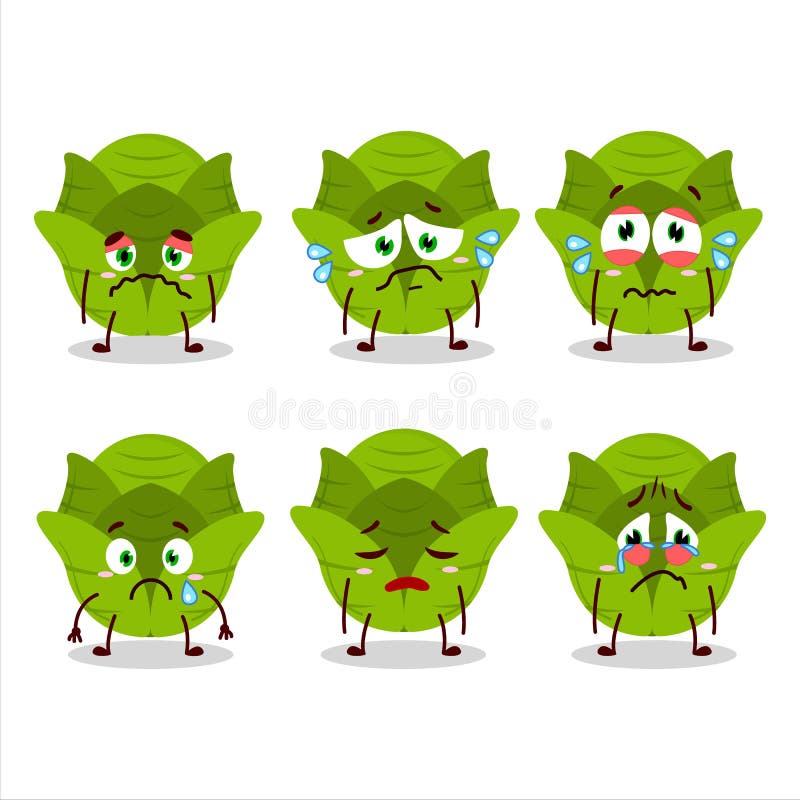 Sad Cabbage Cartoon Character Style Stock Vector - Illustration of ...