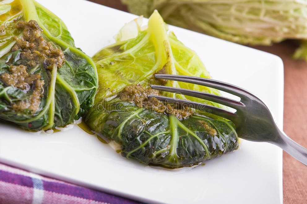 Savoy cabbage roulades. stock photo. Image of green, leaf - 24187848