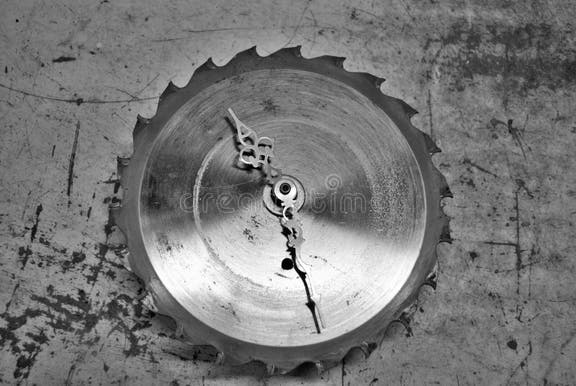 Saw blade clock stock photo. Image of machinery, dust - 102409952