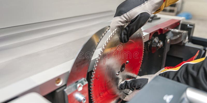 Saw Disk Circle Install. the Craftsman Installs the Circular Saw Blade ...