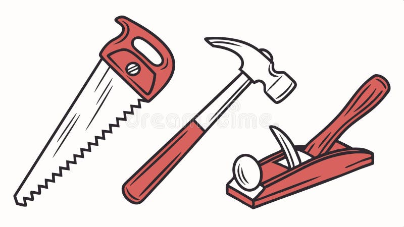 Saw, Hammer, Plane Tool Icons. Woodwork Vector Design Generative AI ...