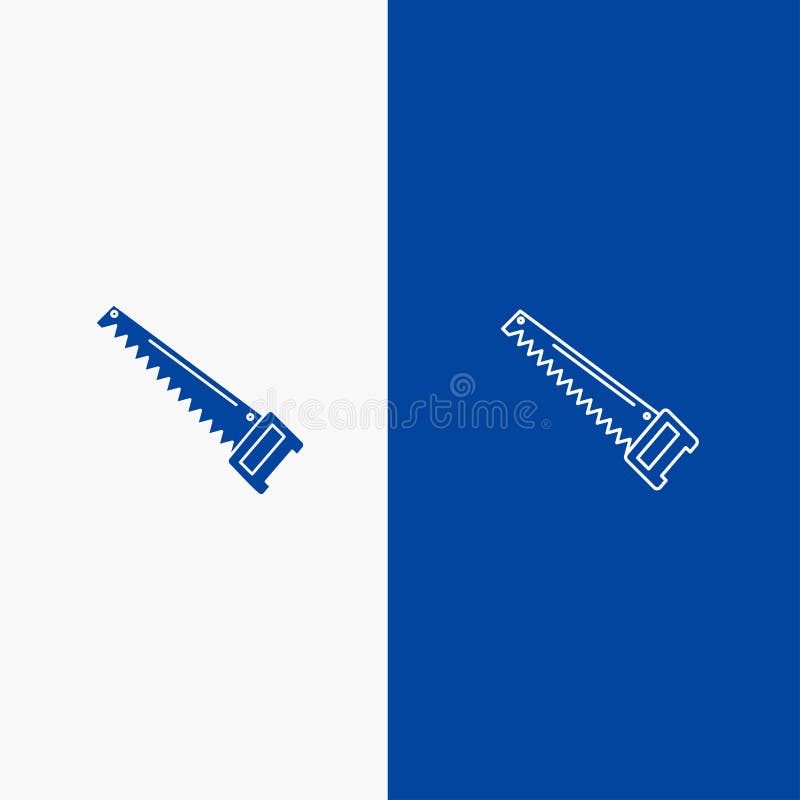 Saw, Hand, Bade, Construction, Tools Line and Glyph Solid Icon Blue ...