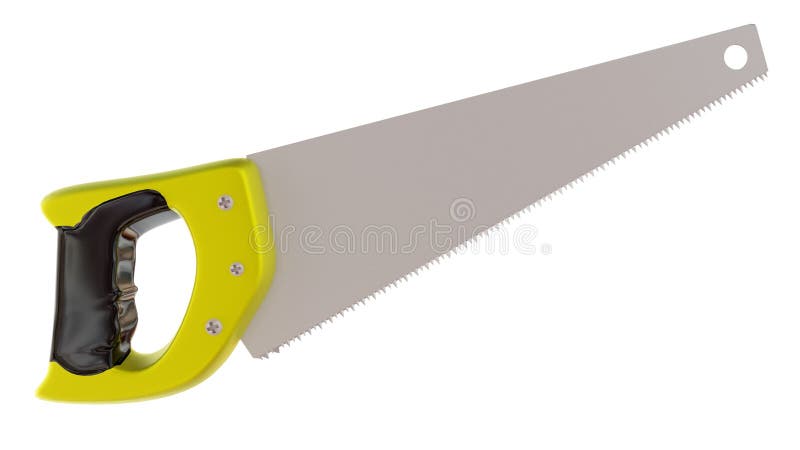 Saw Handsaw Yellow Hadle Isoalted Front View - 3d Rendering Stock ...
