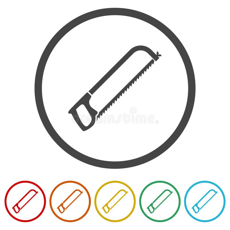 Saw Icon. Set Icons in Color Circle Buttons Stock Vector - Illustration ...