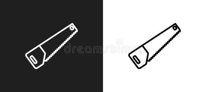 Saw Outline Icon in White and Black Colors. Saw Flat Vector Icon from ...