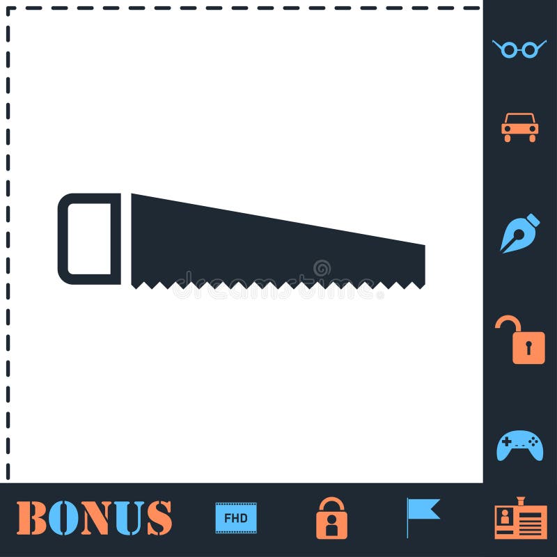 Saw icon flat stock vector. Illustration of hammer, element - 145198439