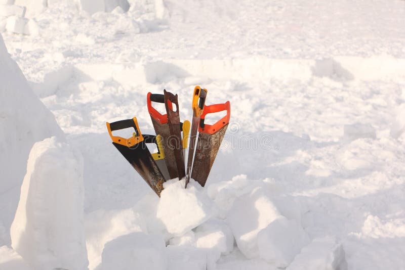Saw for Sawing Snow Blocks for Building an Igloo Stock Image - Image of ...