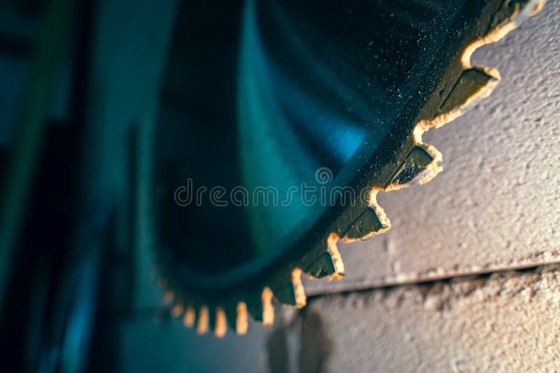 Saw Teeth on Wood for a Circular Saw, Close-up. Clogged Saw after ...