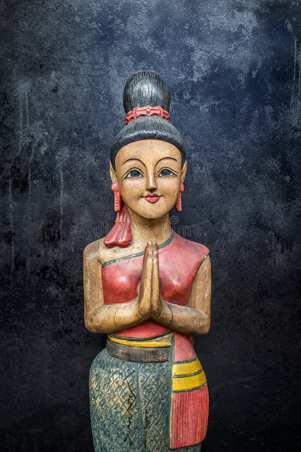 Sawasdee wood doll stock photo. Image of khaosan, brown - 49299860