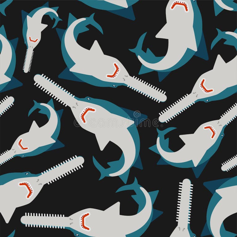 Sawfish Pattern Seamless. Marine Predator Saw Fish Background Stock ...