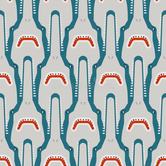 Sawfish Pattern Seamless. Marine Predator Saw Fish Background Stock ...