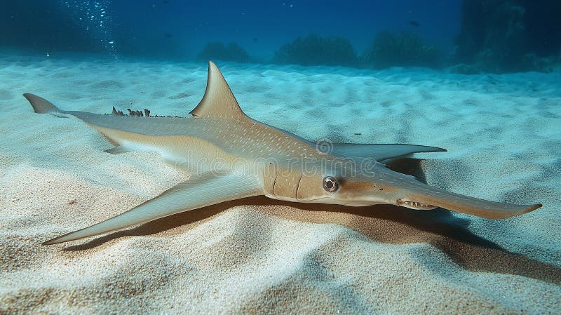 A Sawfish Using Its Long Serrated Snout Stock Illustration ...