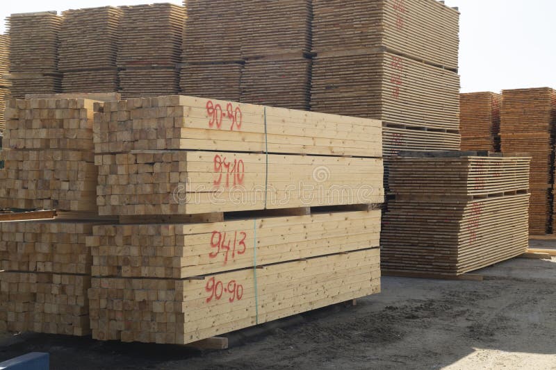 Sawing Logs into Boards.Timber Products Warehouse on a Specialized Site ...