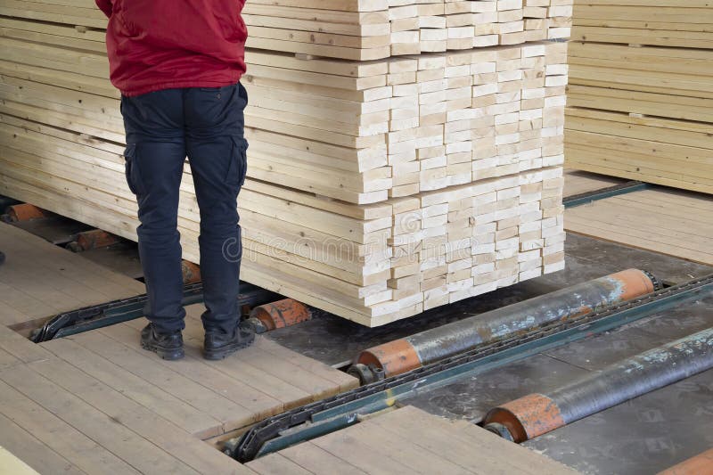 Sawing Logs into Boards.Timber Products Warehouse on a Specialized Site ...