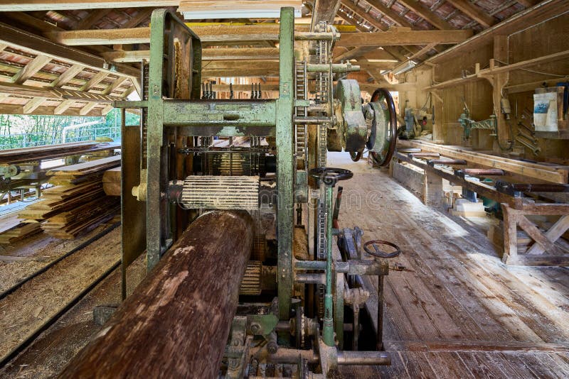 Sawing Machine in an Old Sawmill Stock Image - Image of cutting, lumber ...