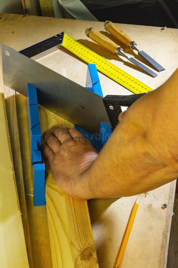 Miter Box Angle Cut Tool and Hand Saws on White Stock Photo - Image of ...