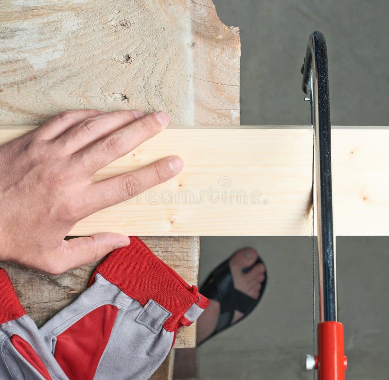 Sawing Wooden Board Composition Stock Image - Image of carpenter ...