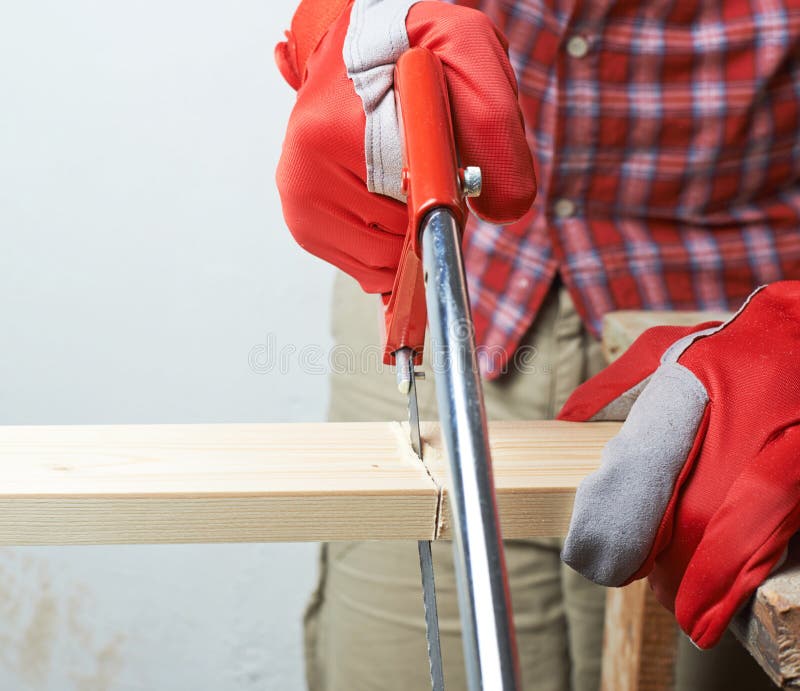 Sawing Wooden Board Composition Stock Image - Image of process ...
