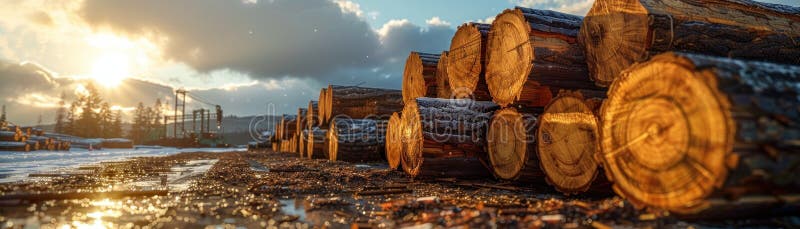 Sawmill Logs Timber Supply for Construction Manufacturing, a Stack of ...