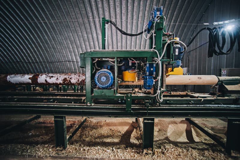 Process of Machining Logs in a Machine Stock Image - Image of abstract ...