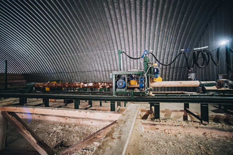 Process of Machining Logs in a Machine Stock Image - Image of plank ...