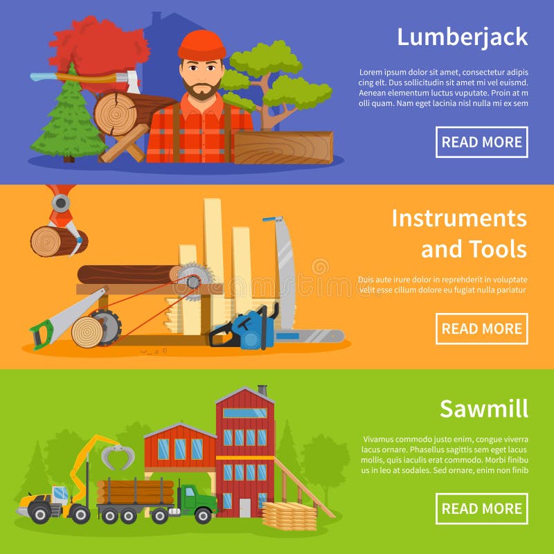 Sawmill Timber Flat Infographic Stock Vector - Illustration of factory ...