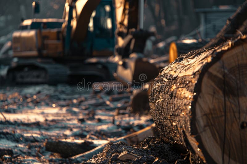 Sawmill with Tree Cut Close-up, Timber Harvesting Stock Photo - Image ...